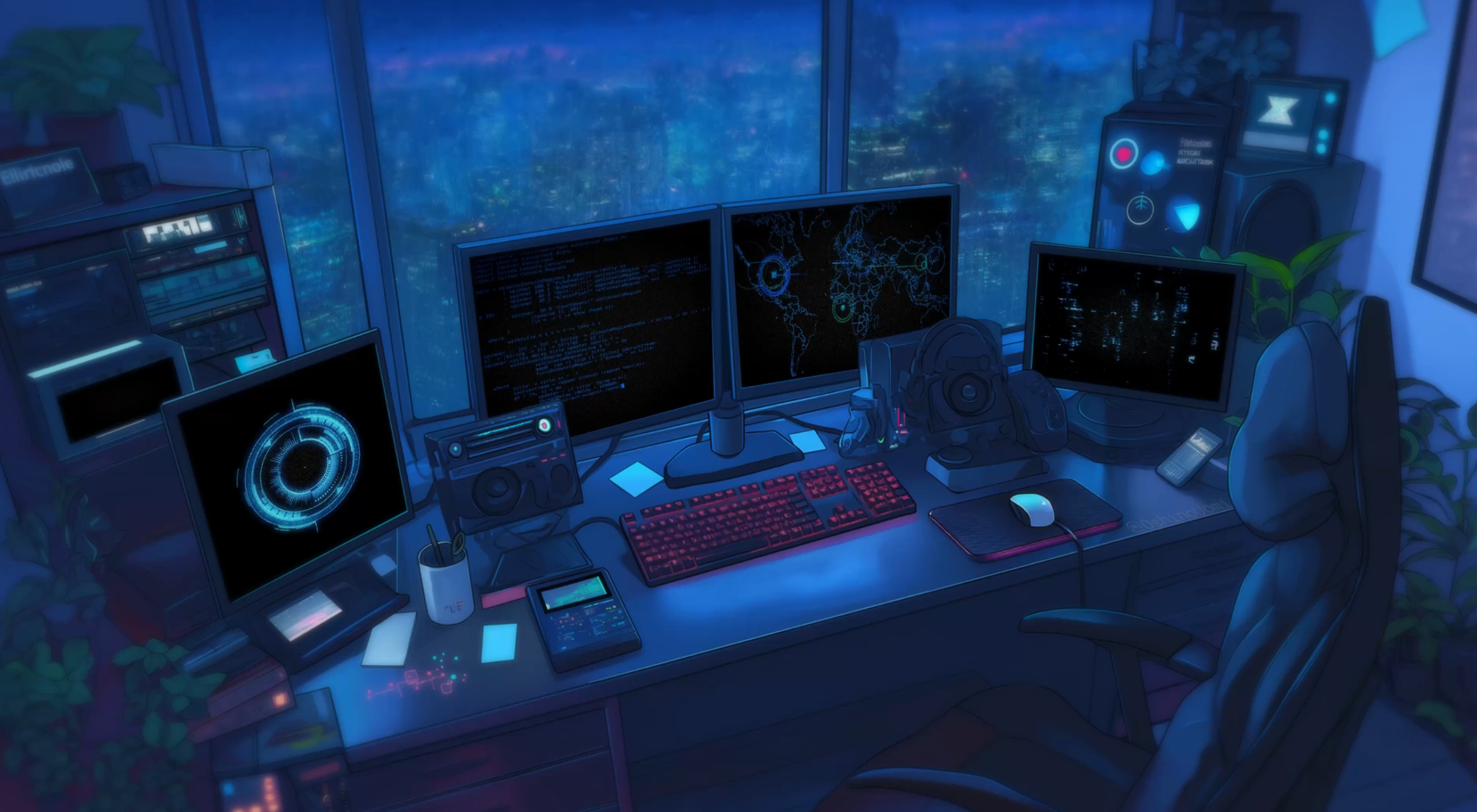 Hacker’s Workstation Beautiful 4K Live Wallpaper