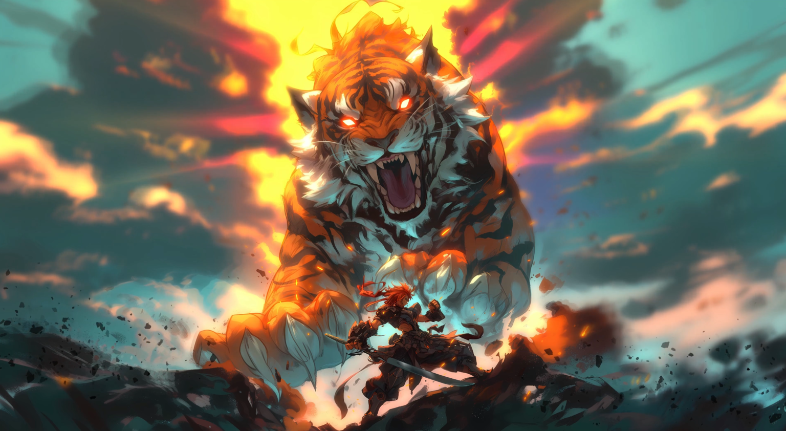 The Tiger Battle Beautiful 4k Live Wallpaper
