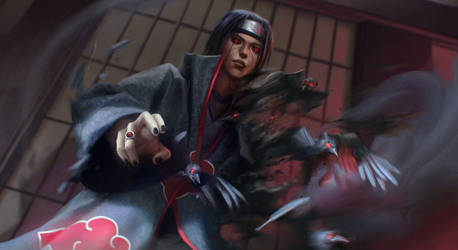 Itachi and the Red Eyed Crows Beautiful 4K Live Wallpaper