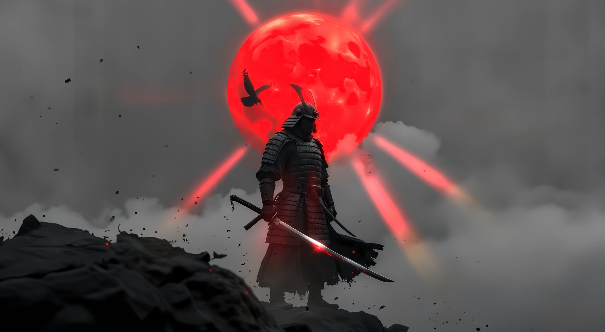 Scarlet Sun Raven Samurai 4K Live Wallpaper - Livewallpaper For You